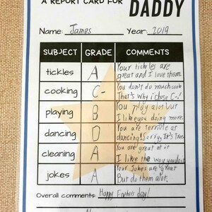 Dad Report Card US Letter - Etsy