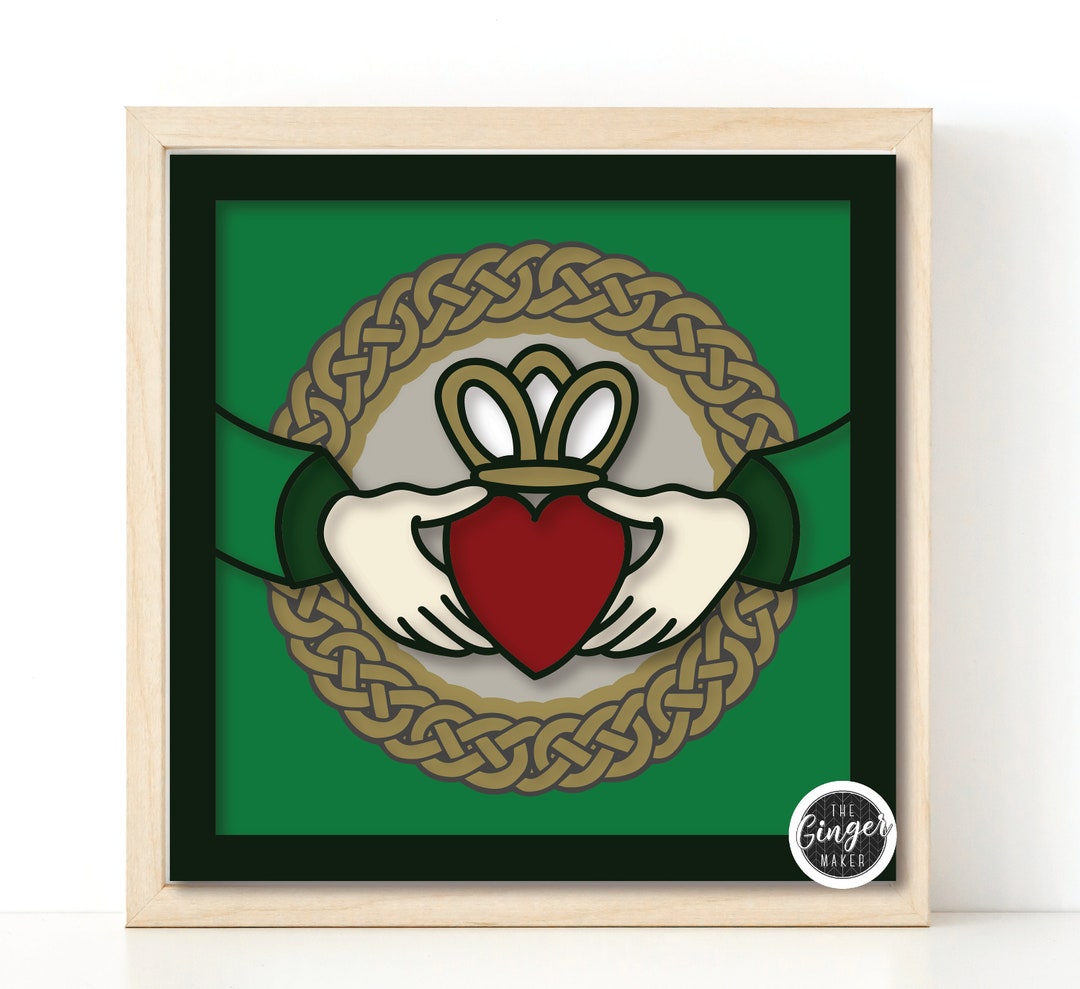 Irish Claddagh Shadowbox 3d SVG Cardstock for Cricut Silhouette - Etsy