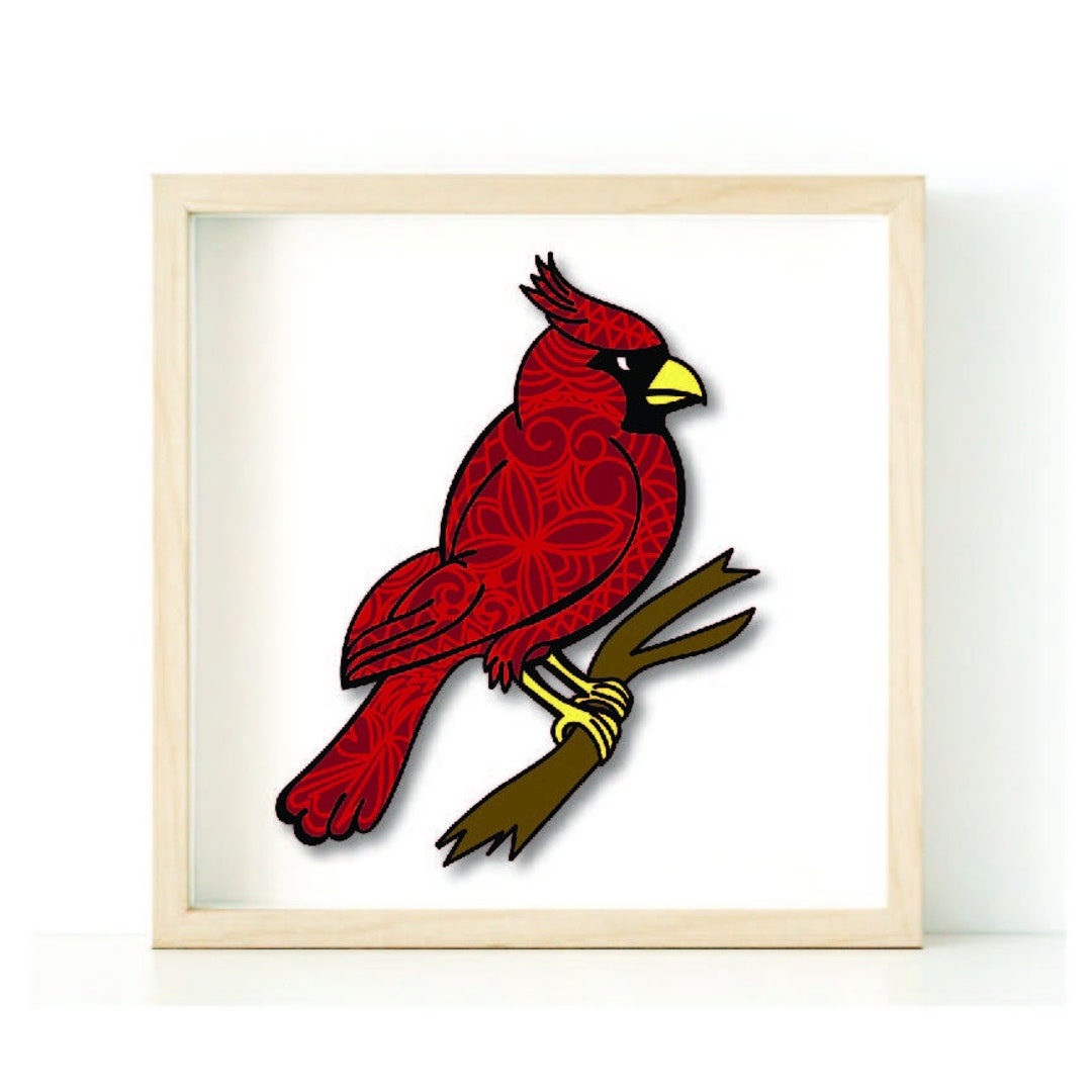 Cardinal Mandala 3d Layered SVG for Cardstock Cricut Silhouette - Etsy