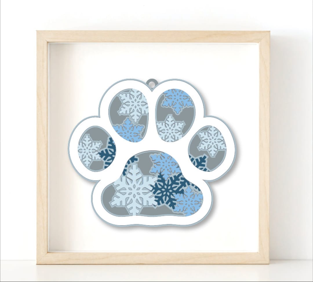 Paw Print Snowflake Mandala SVG 3d SVG for Cricut Silhouette - Etsy