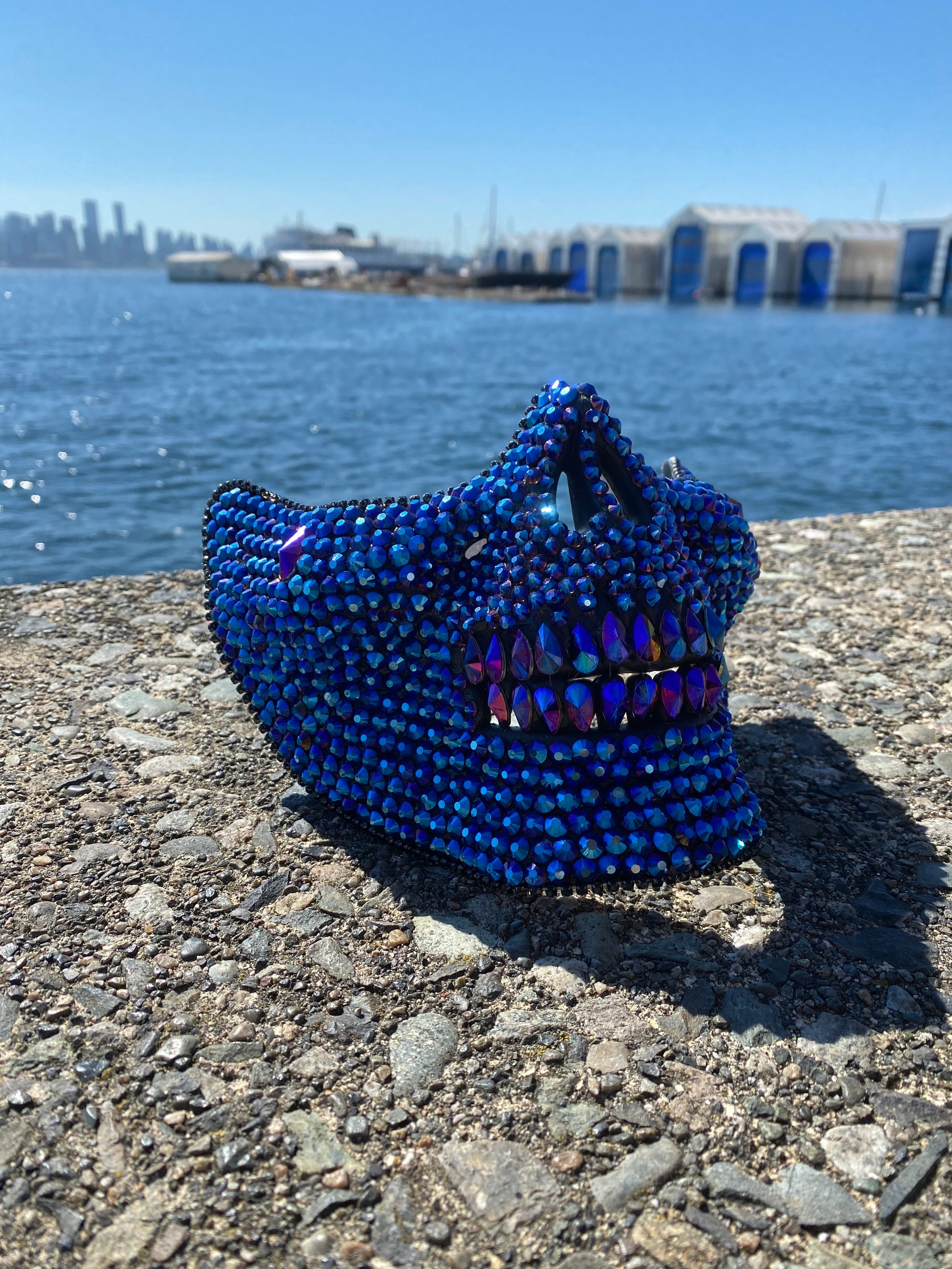 Dark Blue Skull Mask With Blue Tears : Face Mask, Skull Mask, Tear ...