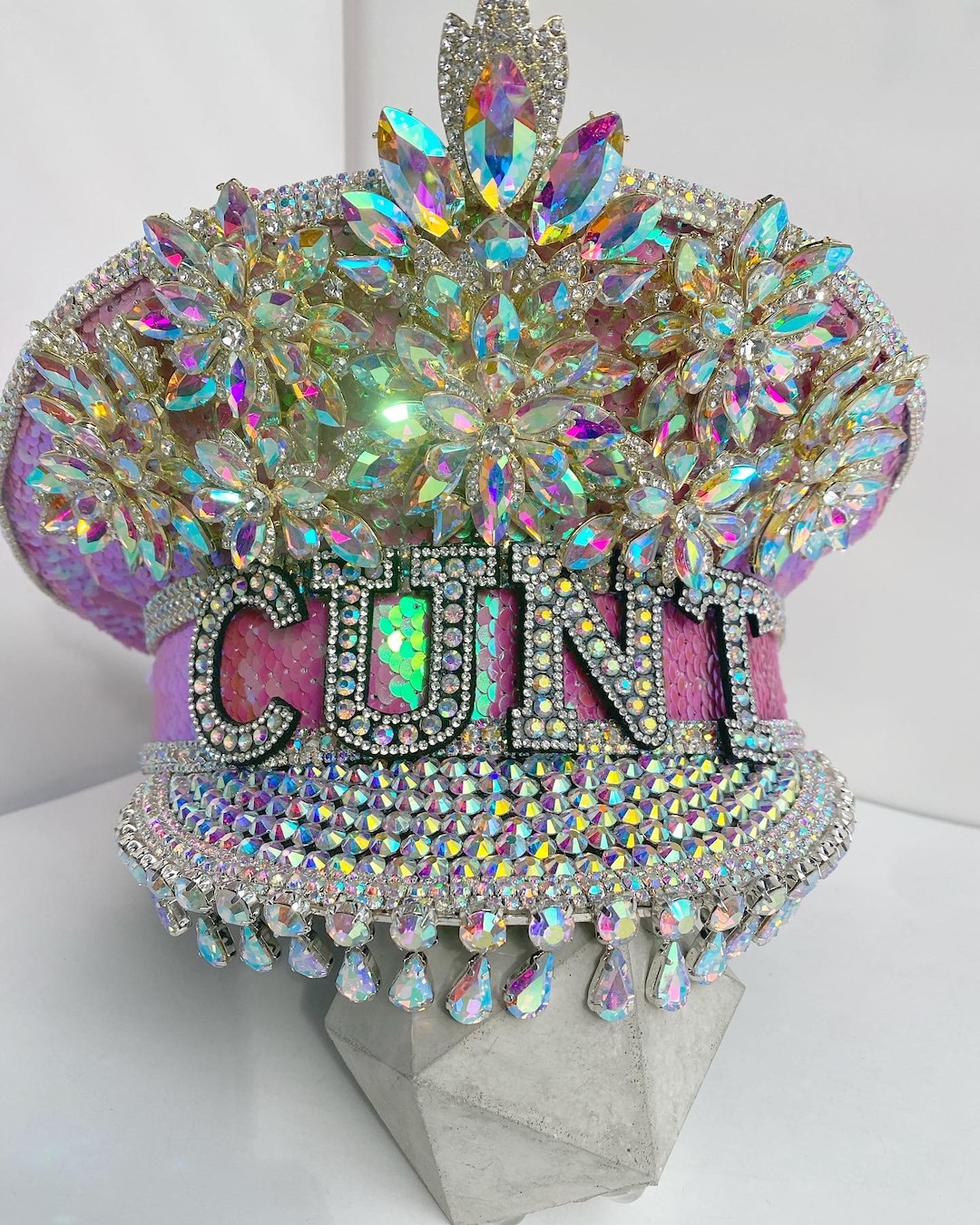 Pink Sequin Captain Hat: Festival Hat, Military Hat, Rave, Cap, Costume ...