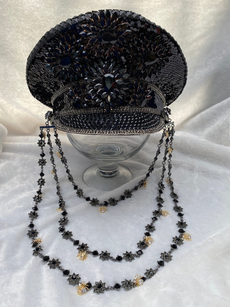 Dark Mood Sequin Captain Hat: Rave, Cap, Burning Man, Marching Band ...