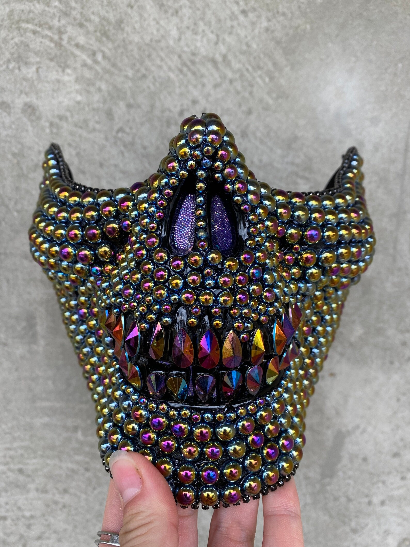 Black AB Pearl Skull Mask: Face Mask Skull Mask Tear Drops - Etsy