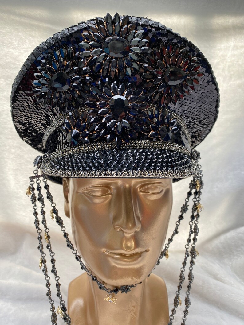 Dark Mood Sequin Captain Hat: Rave, Cap, Burning Man, Marching Band ...