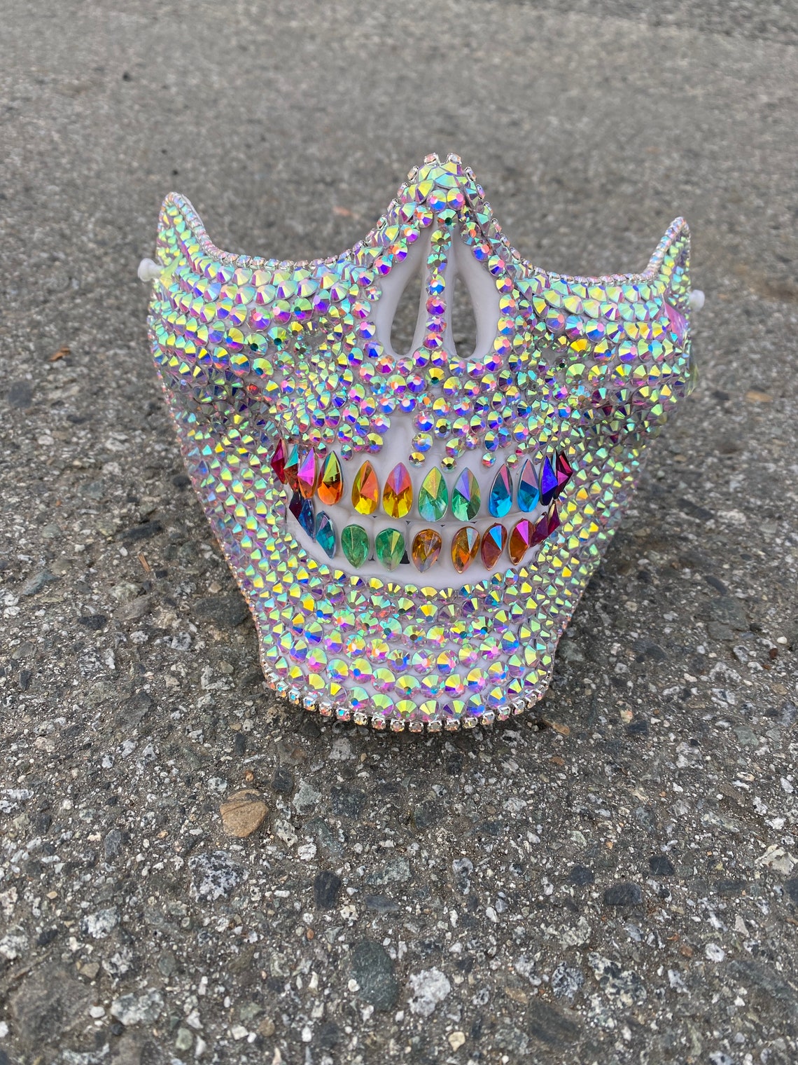 Silver Skull Mask With Rainbow Tears : Face Mask Skull Mask - Etsy
