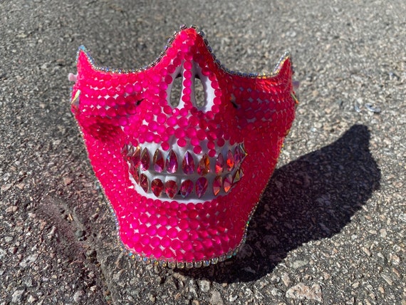 Neon Pink Skull Mask | Etsy