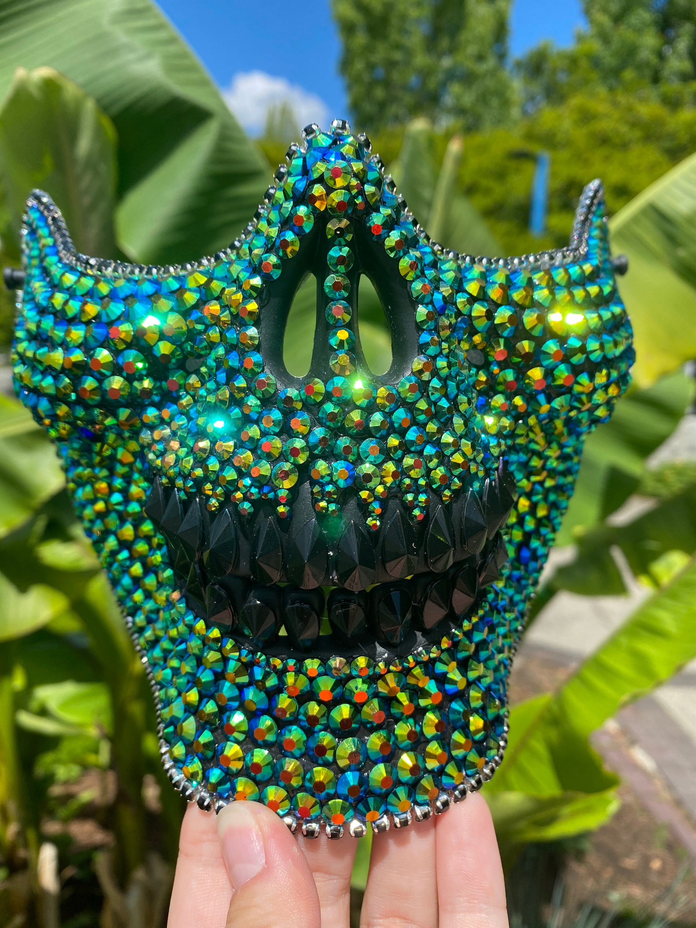 Emerald Green Skull Mask: Face Mask Skull Mask Tear Drops | Etsy