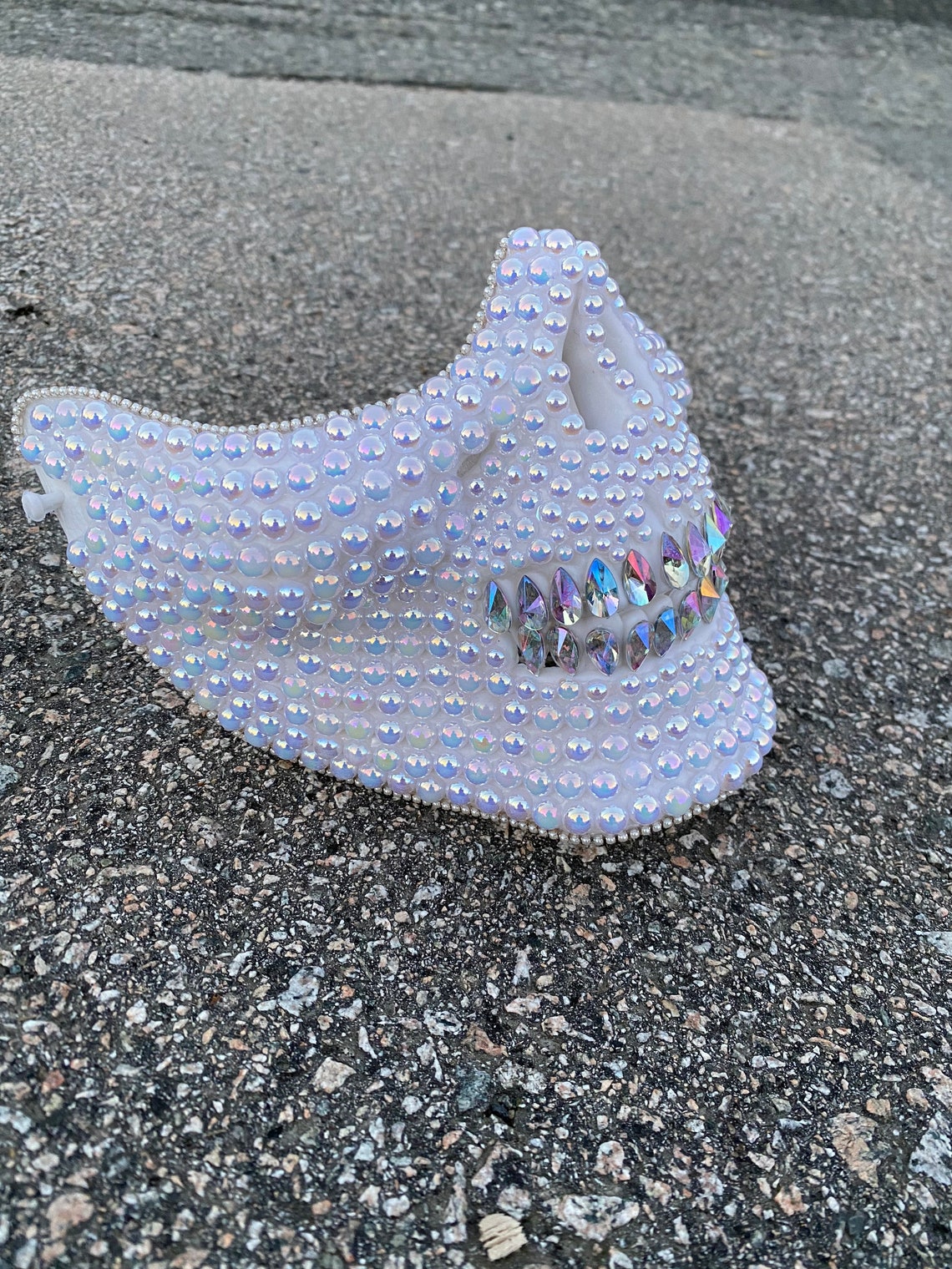 Pearl Skull Mask: Face Mask, Skull Mask, Tear Drops, Crystals, Festival ...