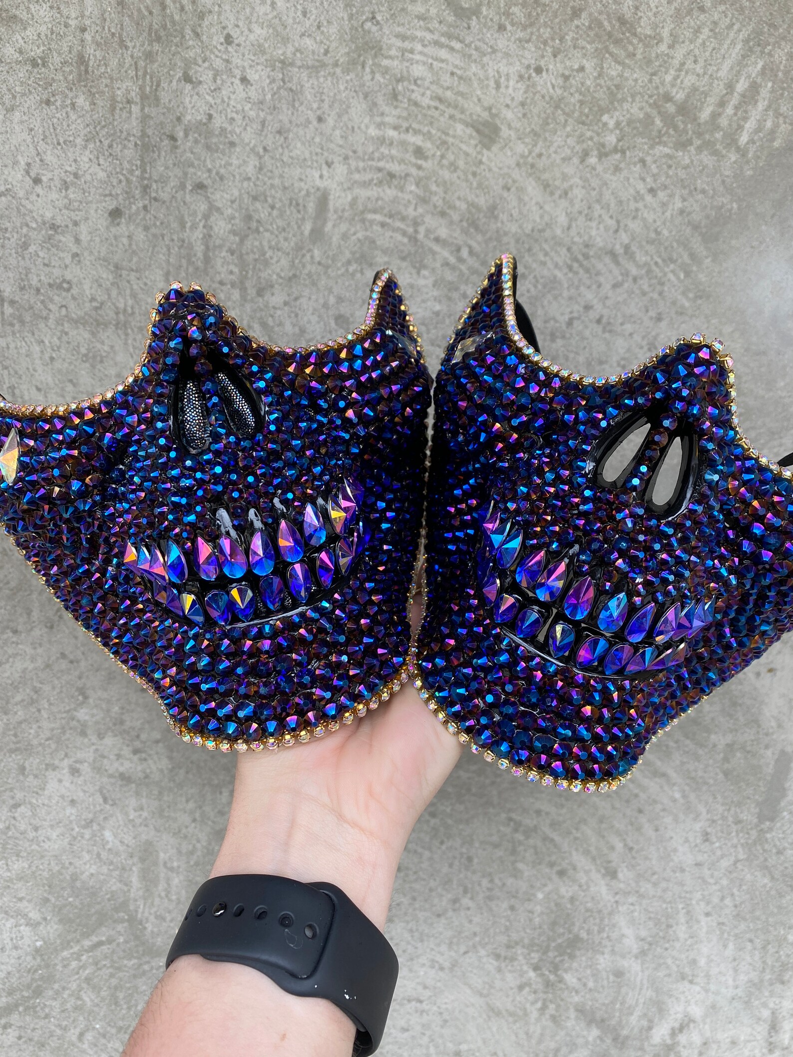 Purple Skull Mask With Pink Tears : Face Mask, Skull Mask, Tear Drops ...