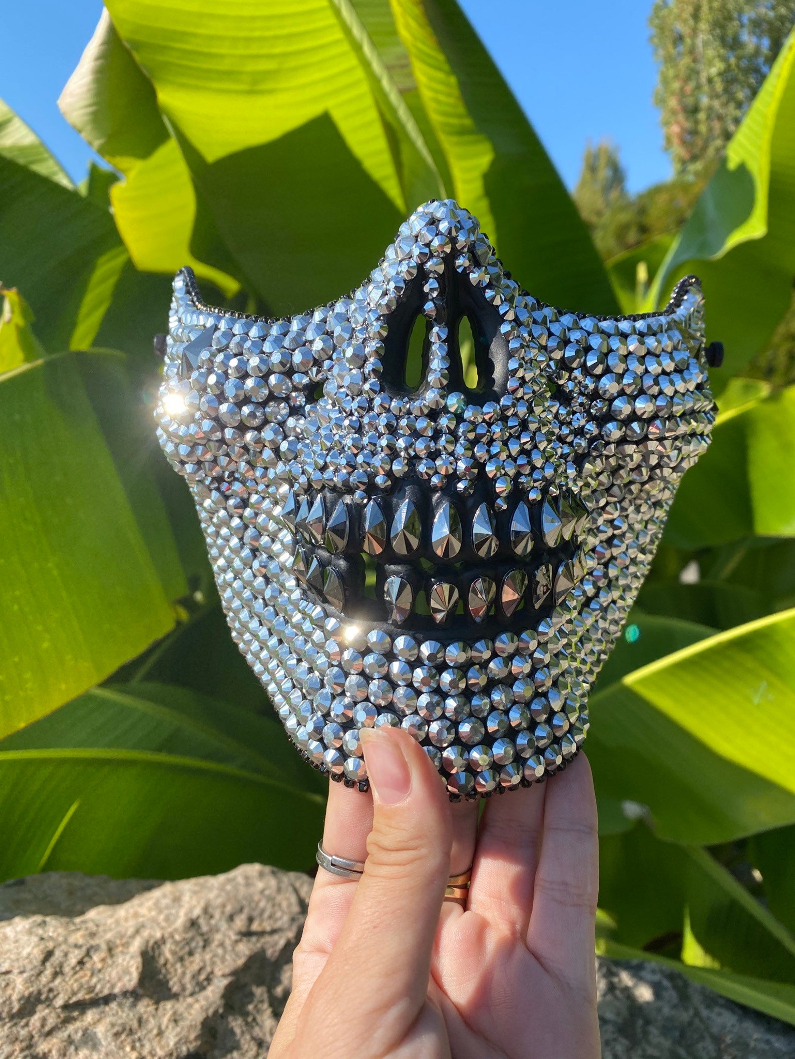 Silver Skull Mask With Tears : Face Mask, Skull Mask, Tear Drops ...