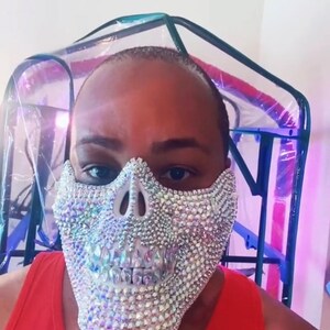 White Skull Mask: Face Mask, Skull Mask, Tear Drops, Crystals, Festival ...