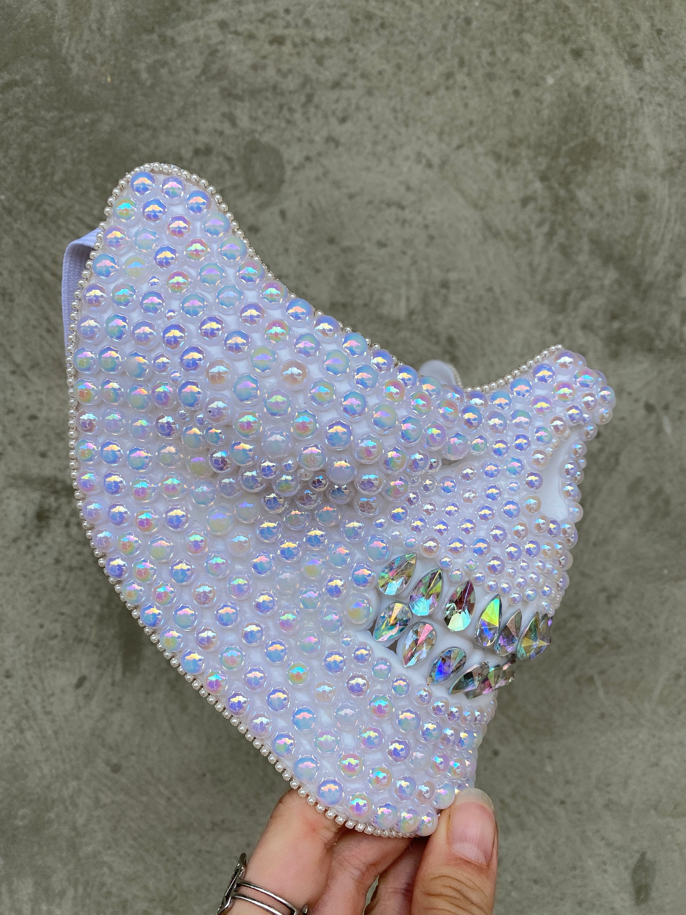 Pearl Skull Mask: Face Mask, Skull Mask, Tear Drops, Crystals, Festival ...