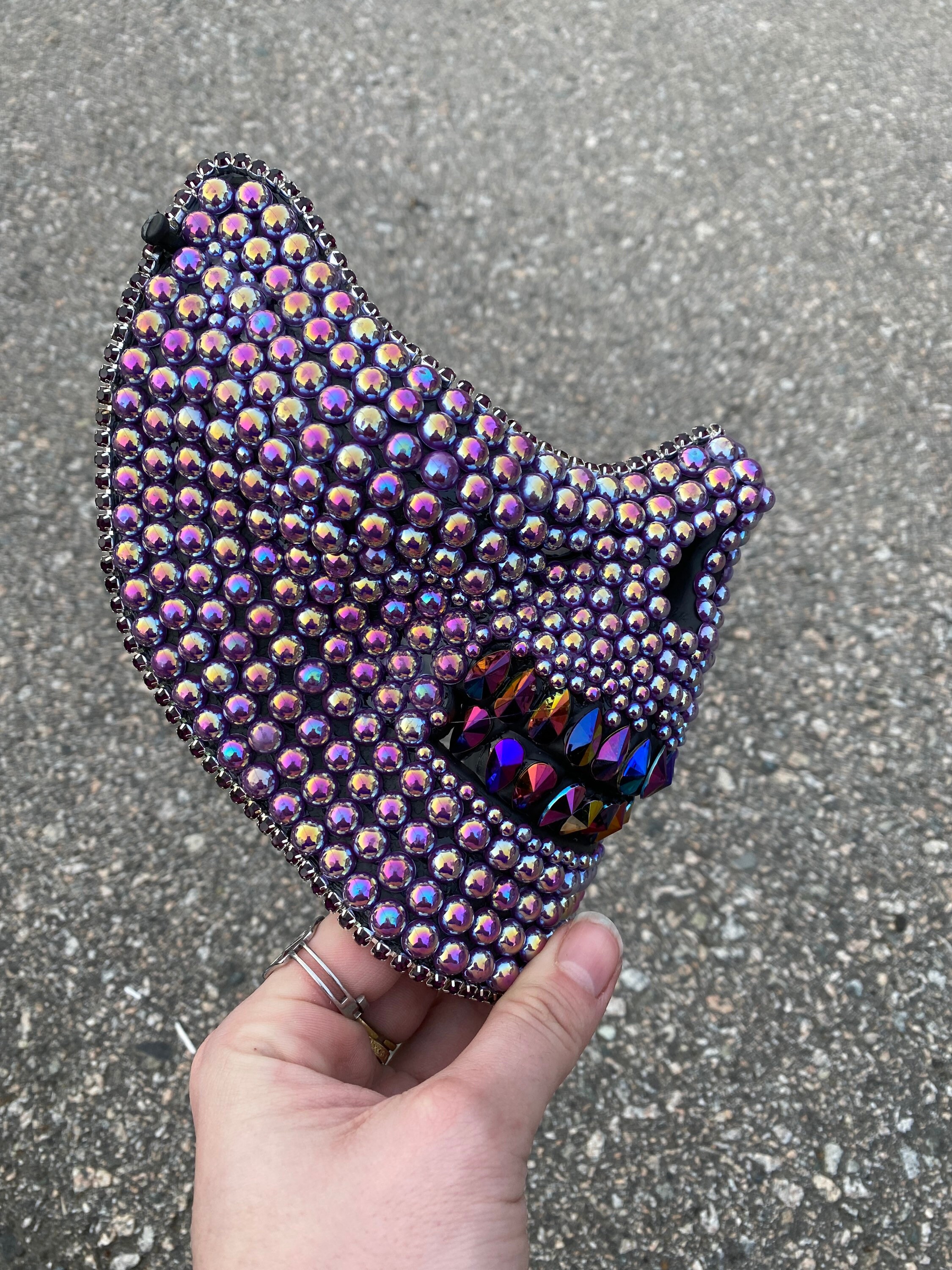 Iridescent Purple Pearl Skull Mask: Face Mask, Skull Mask, Tear Drops ...