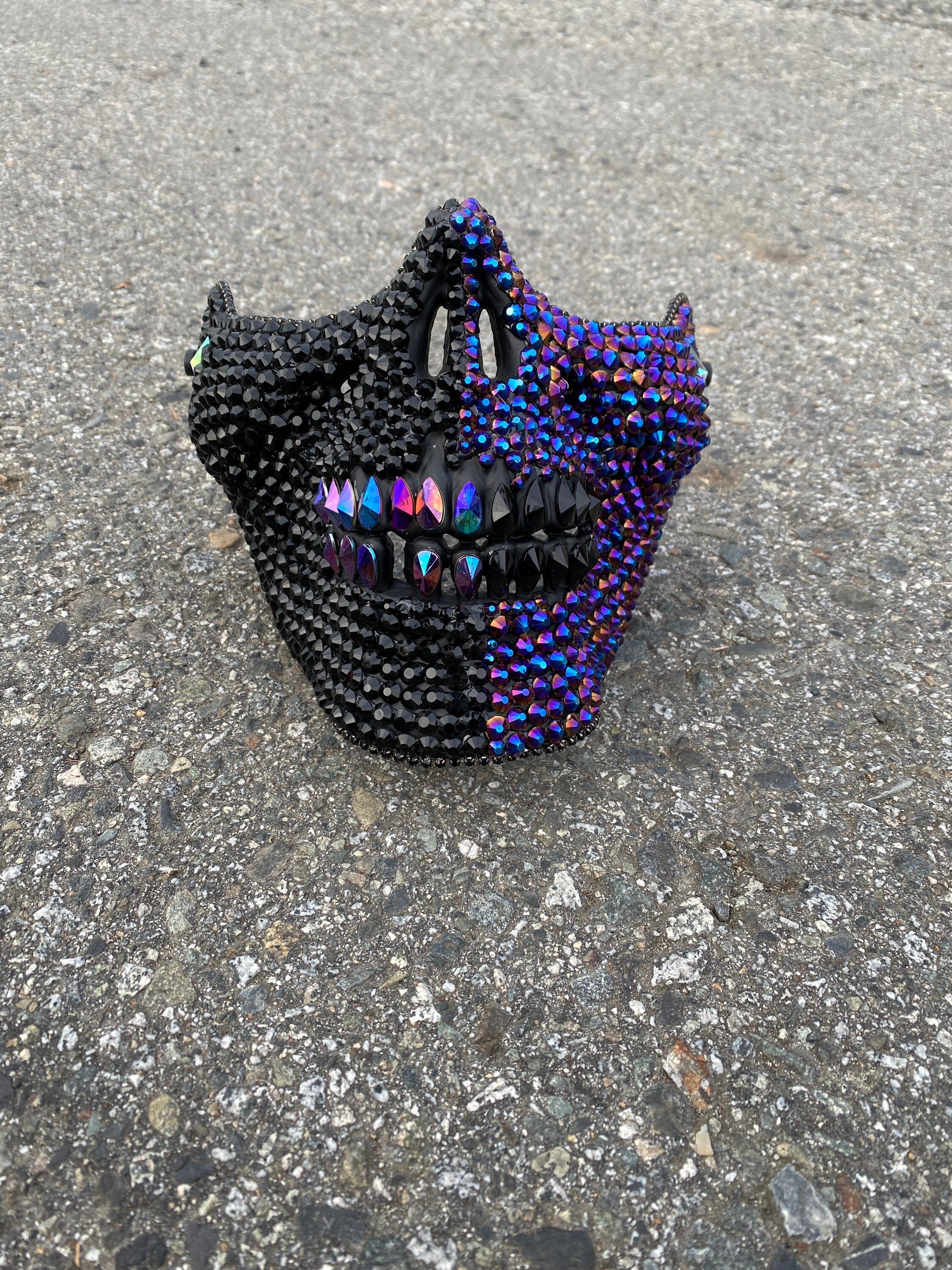 Half Black&purple Skull Mask : Face Mask, Skull Mask, Tear Drops ...