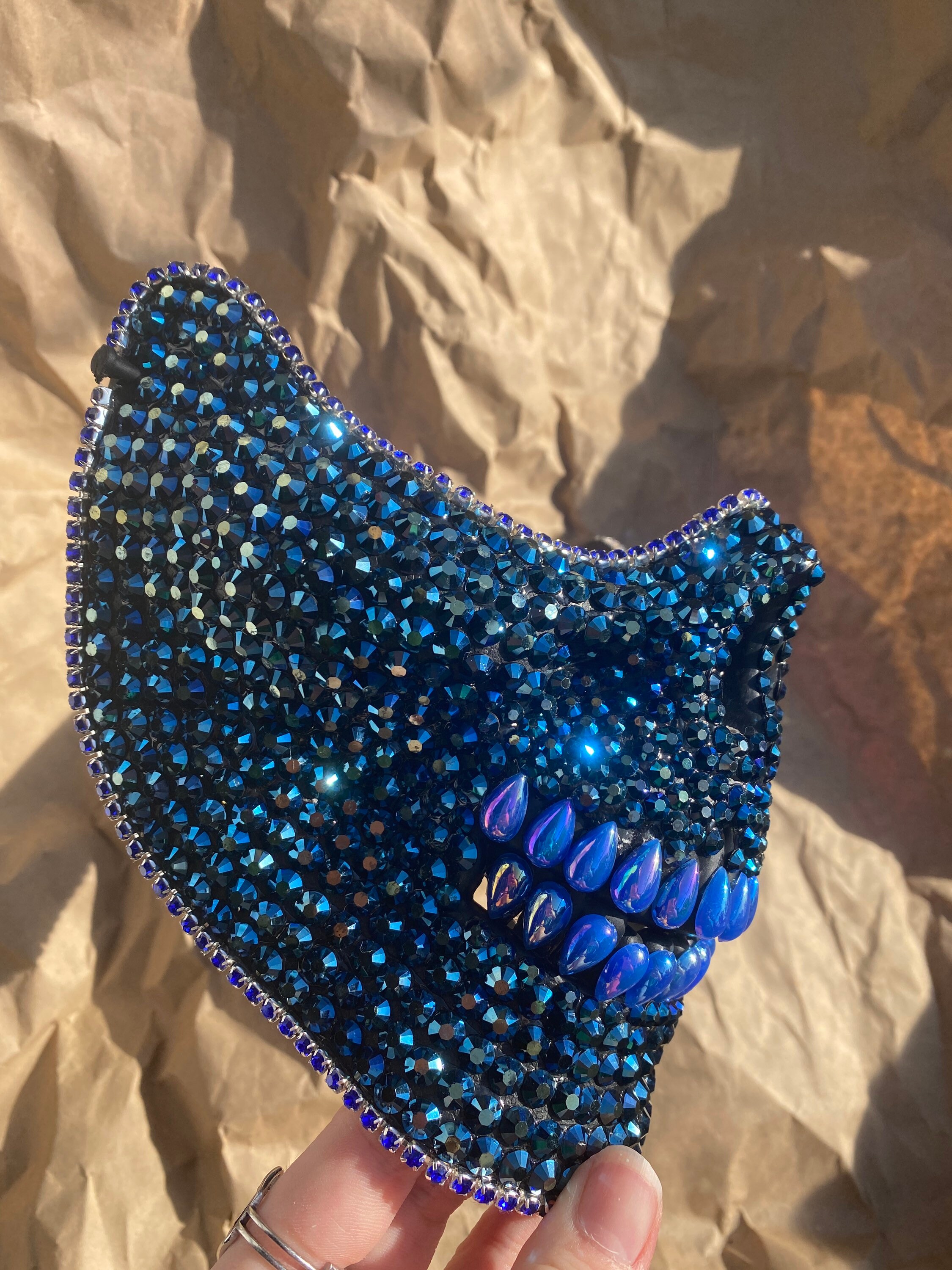Blue Skull Mask: Face Mask Skull Mask Tear Drops Crystals - Etsy UK