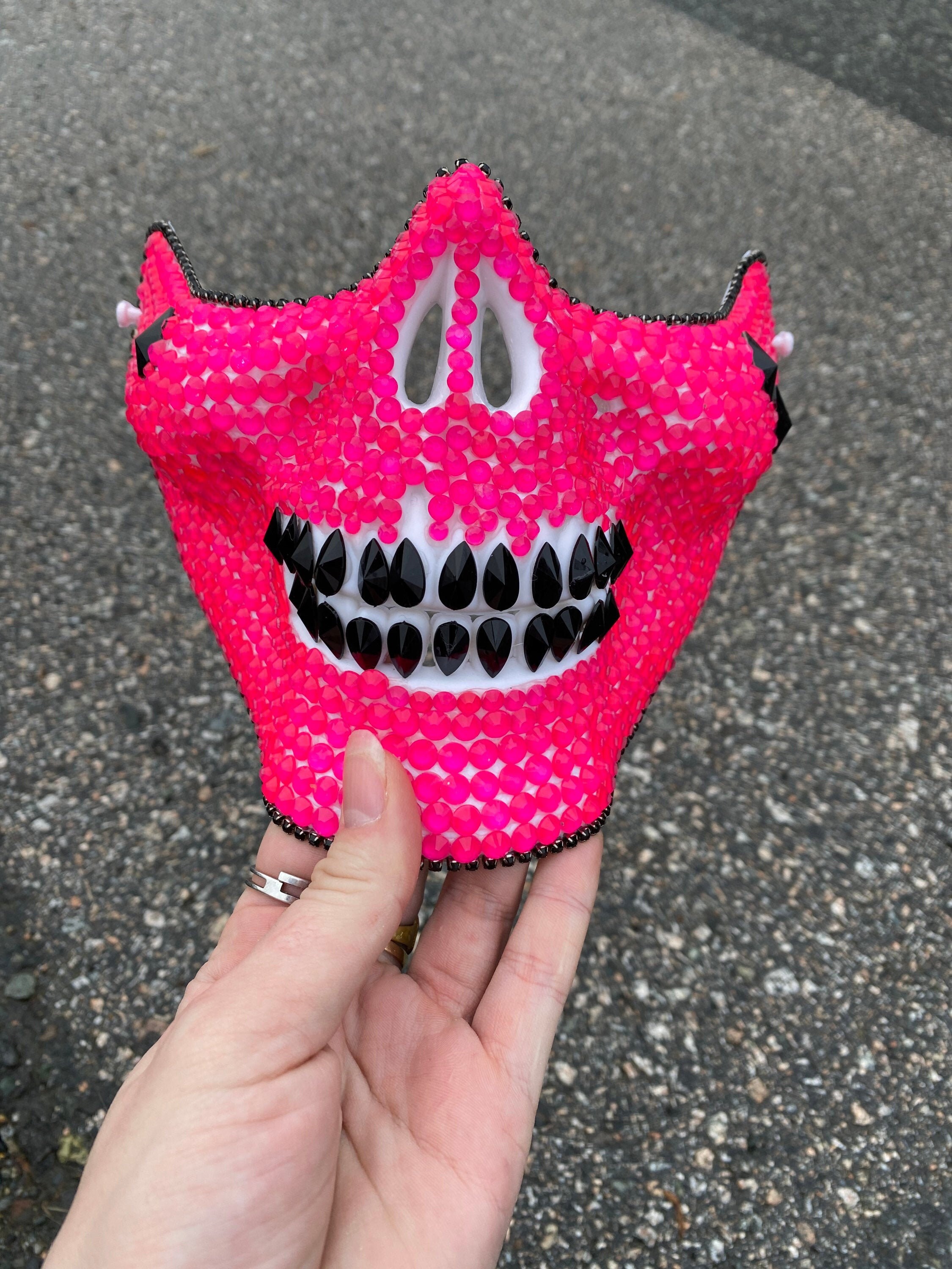 Neon Pink Skull Mask | Etsy