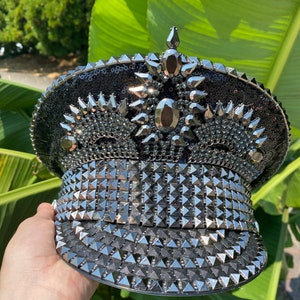 Gothic Sequin Captain Hat: Festival Hat, Military Hat, Rave, Cap ...