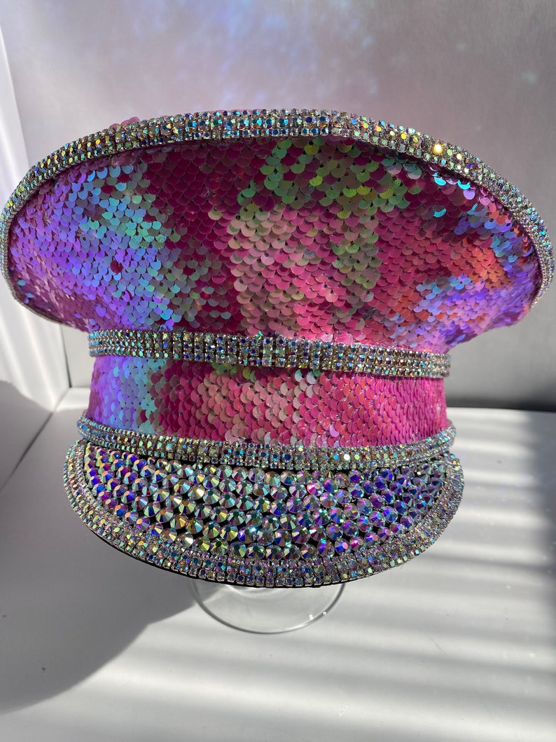 Pink Sequin Captain Hat: Festival Hat Military Hat Rave - Etsy Canada