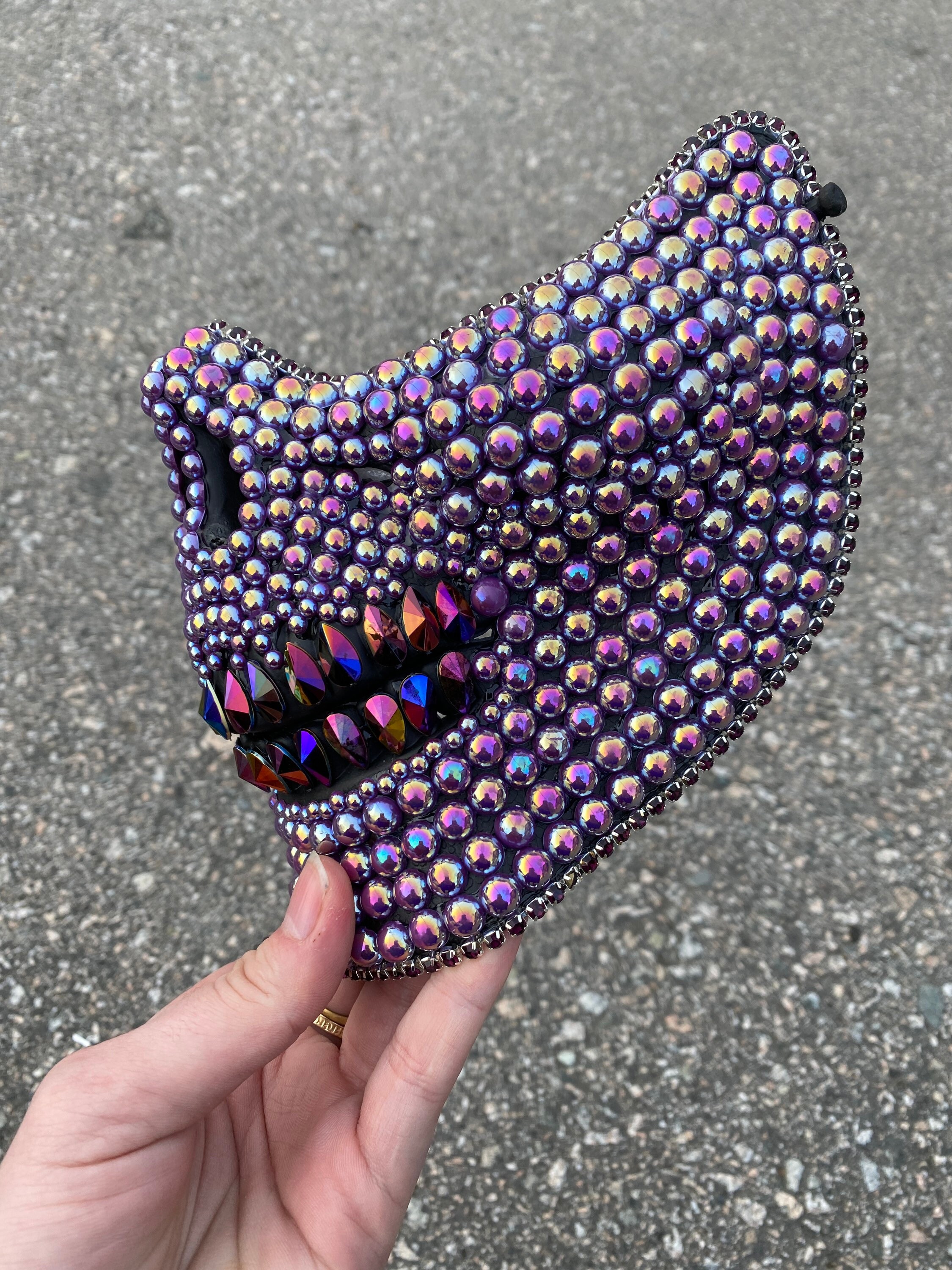 Iridescent Purple Pearl Skull Mask: Face Mask, Skull Mask, Tear Drops ...