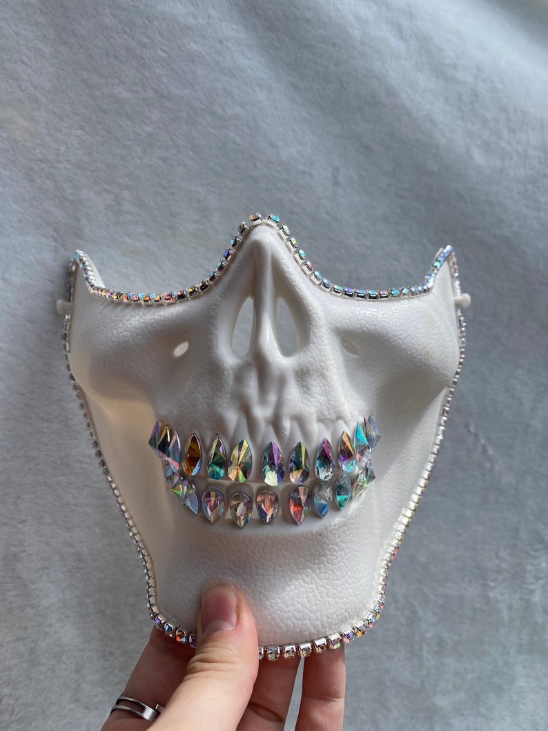 Silver Skull Mask With White Tears : Face Mask Skull Mask - Etsy Australia