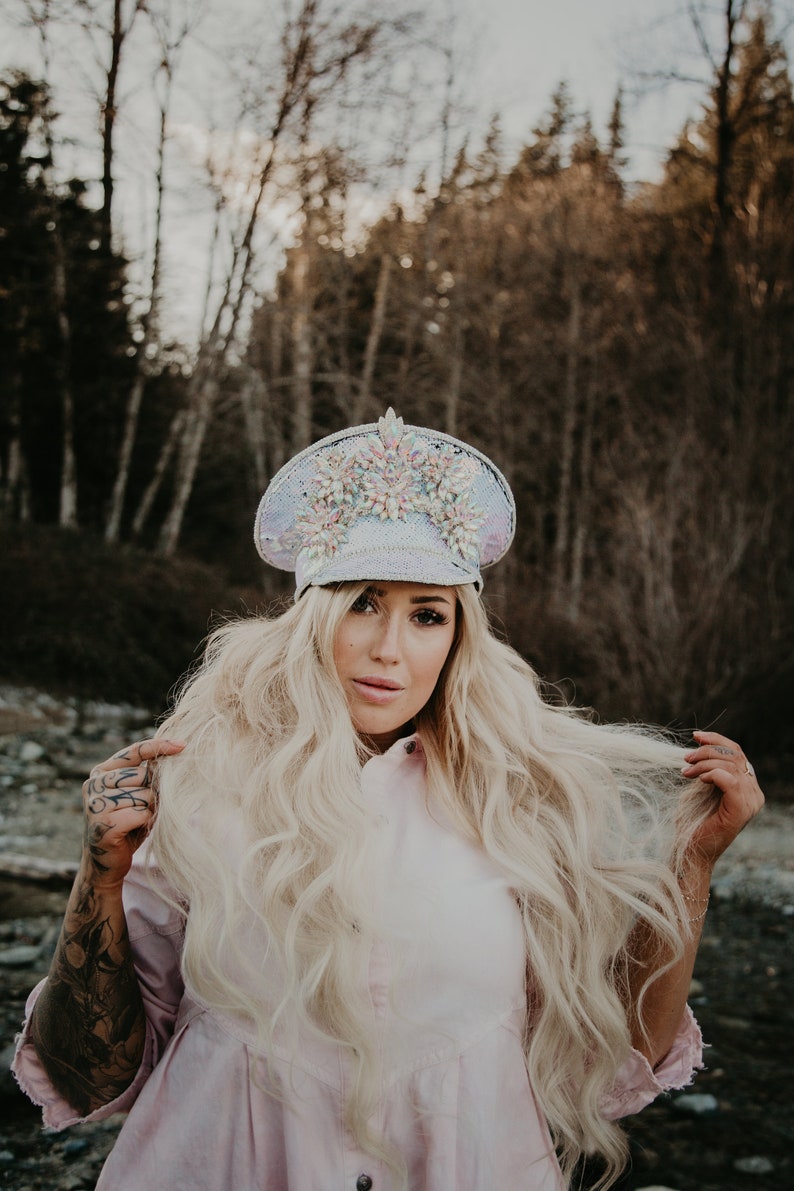 Unicorn Sequin Captain Hat: Rave Cap Burning Man Marching - Etsy