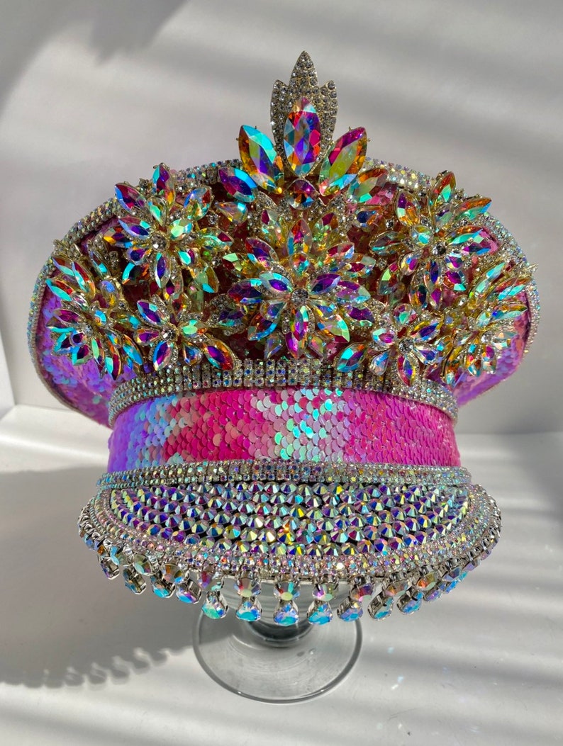Pink Sequin Captain Hat: Festival Hat Military Hat Rave - Etsy Canada
