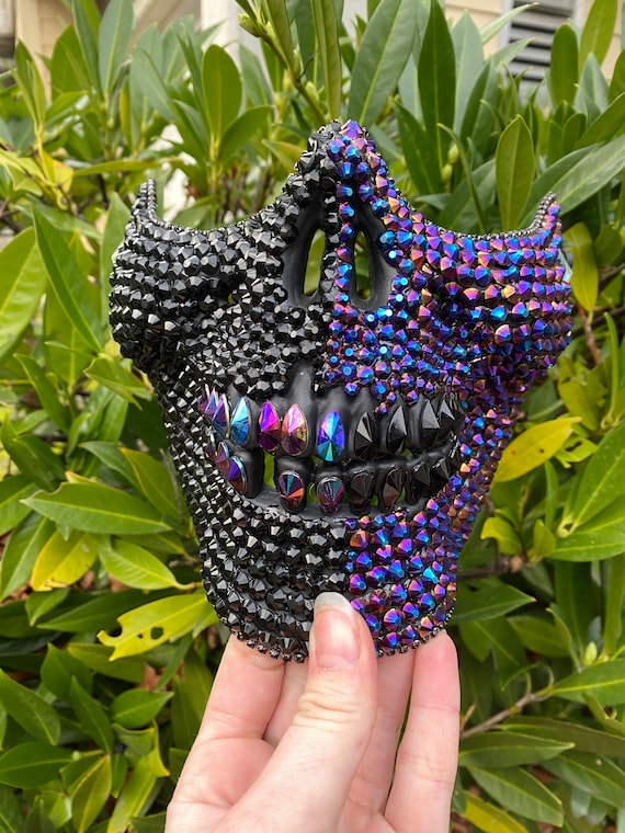 Half black&purple Skull mask : face mask skull mask tear | Etsy