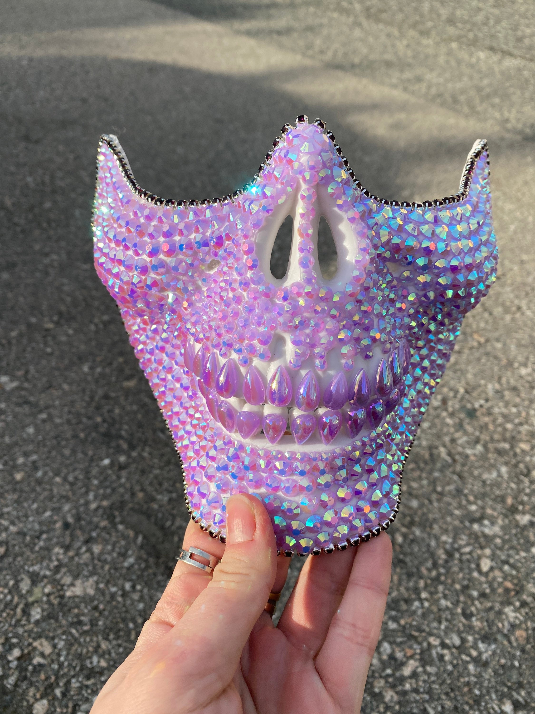 Purple Skull Mask: Face Mask, Skull Mask, Tear Drops, Crystals ...