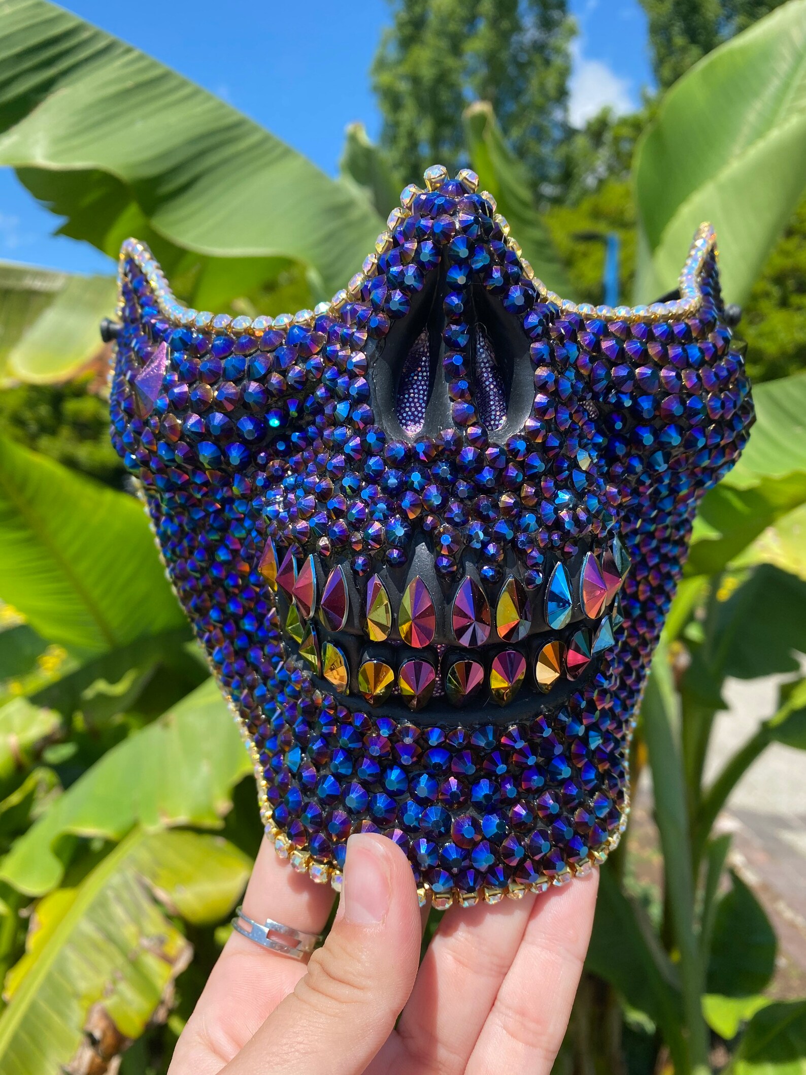 Purple Skull Mask With Black Tears : Face Mask Skull Mask - Etsy