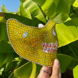 Yellow Skull mask with white tears : face mask skull mask | Etsy