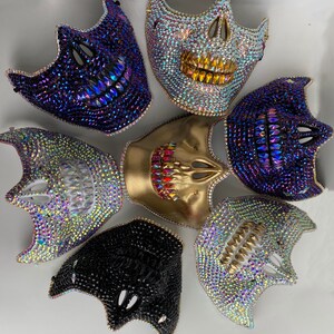 White Crystal Skull Face Masks With Gold Tears: Face Mask, Skull Mask ...