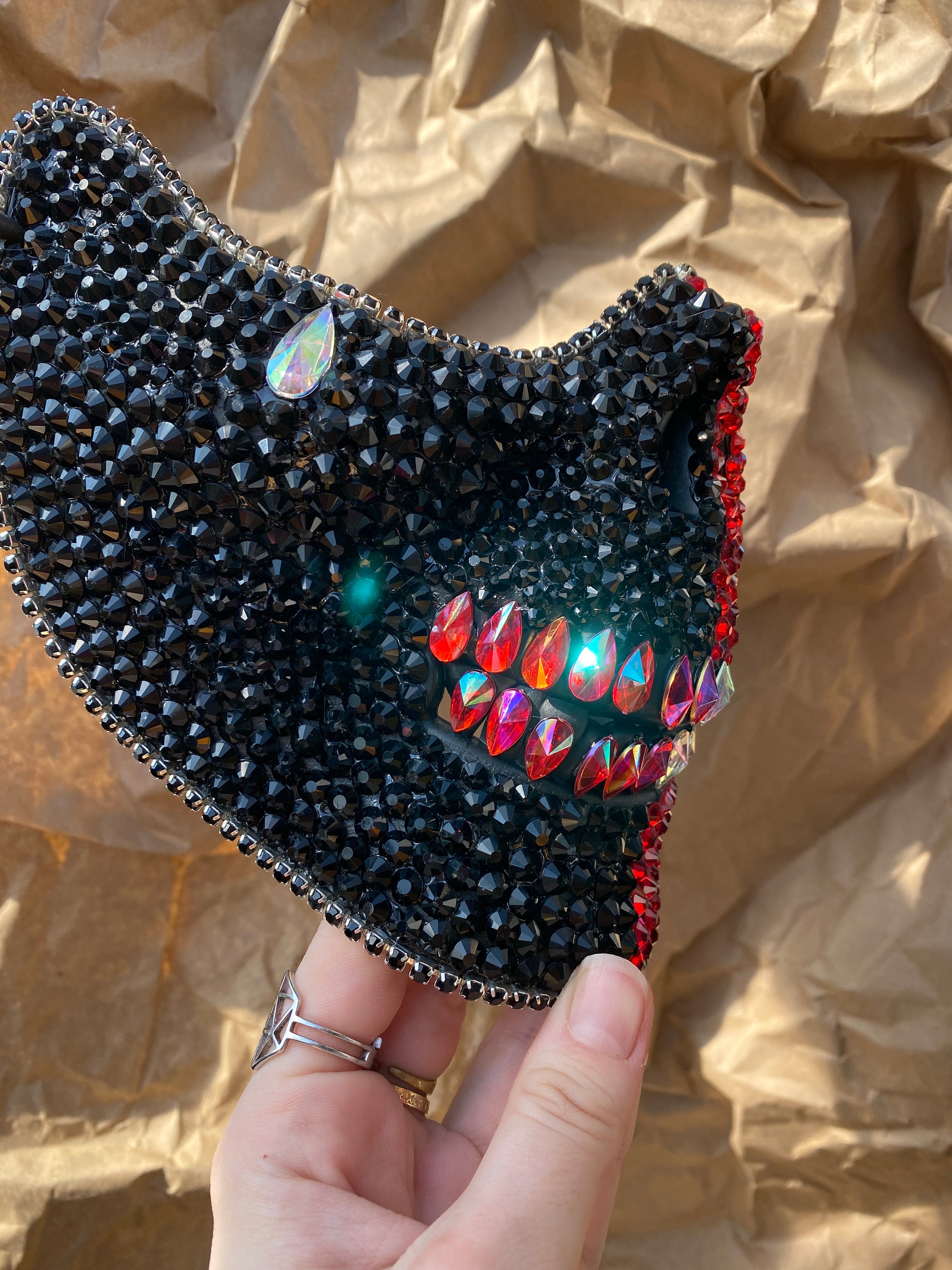 Half Balck&red Skull Mask : Face Mask Skull Mask Tear Drops | Etsy