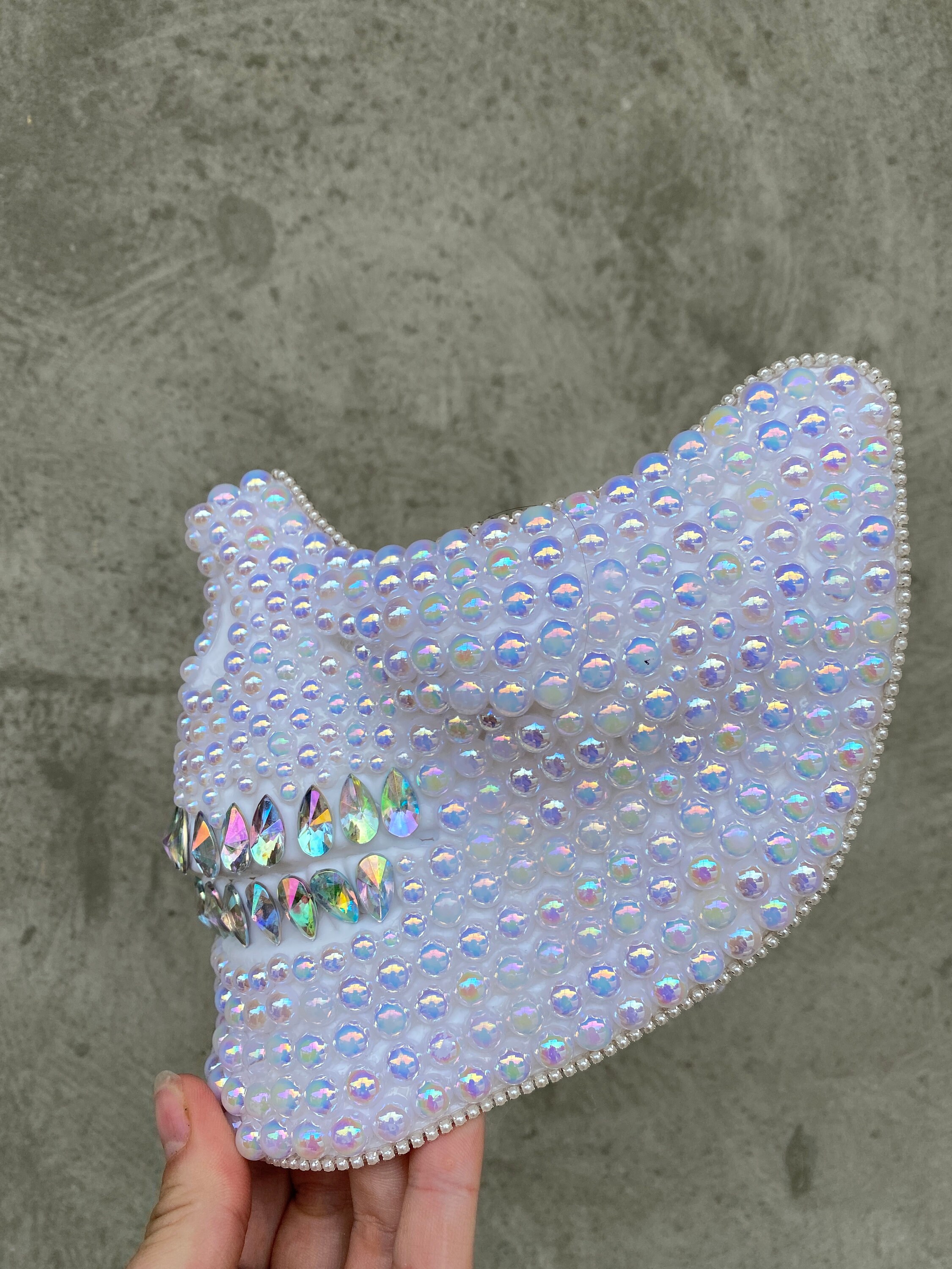 Pearl Skull Mask: Face Mask, Skull Mask, Tear Drops, Crystals, Festival ...