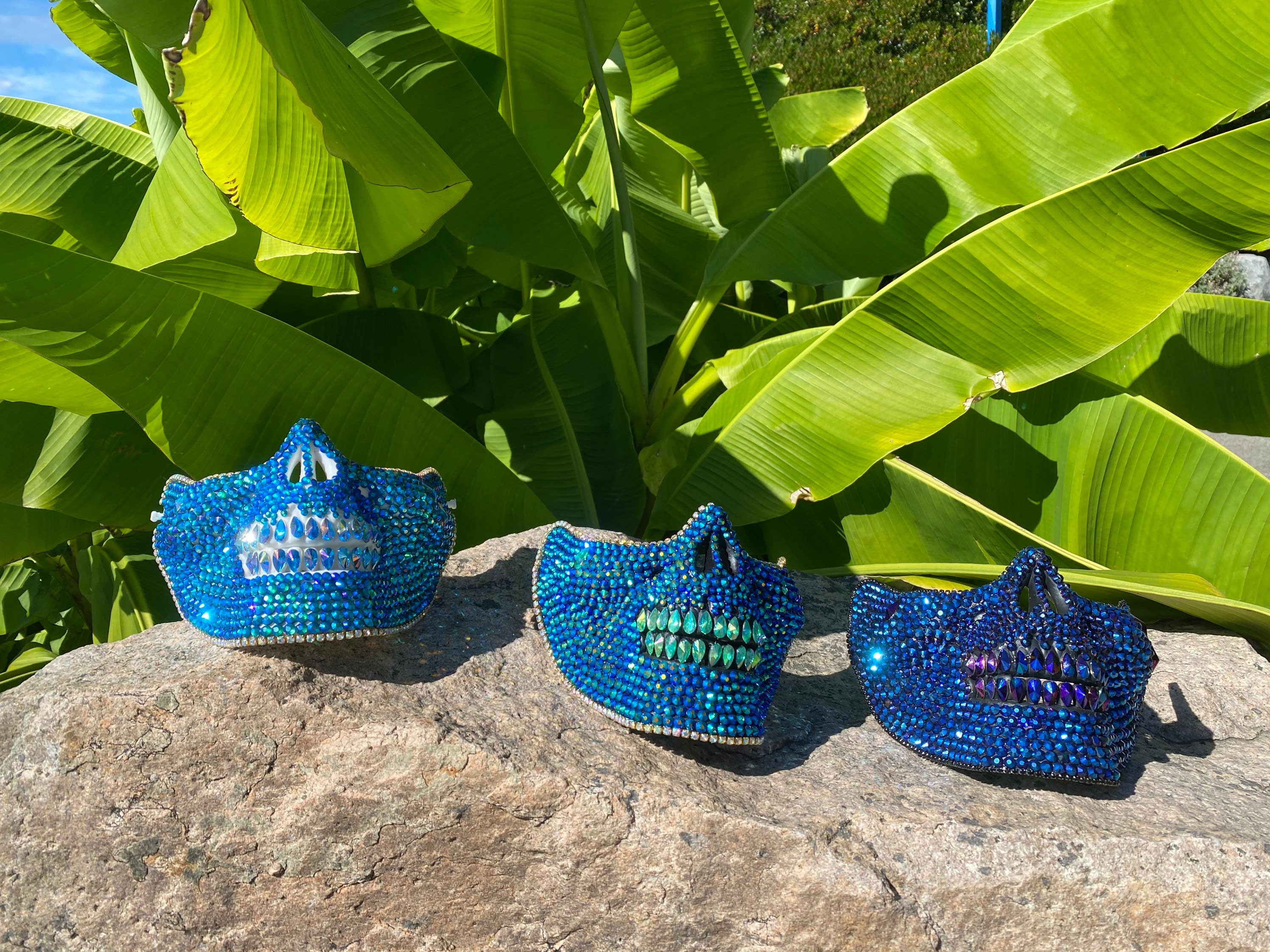 Dark Blue Skull Mask With Blue Tears : Face Mask Skull Mask - Etsy