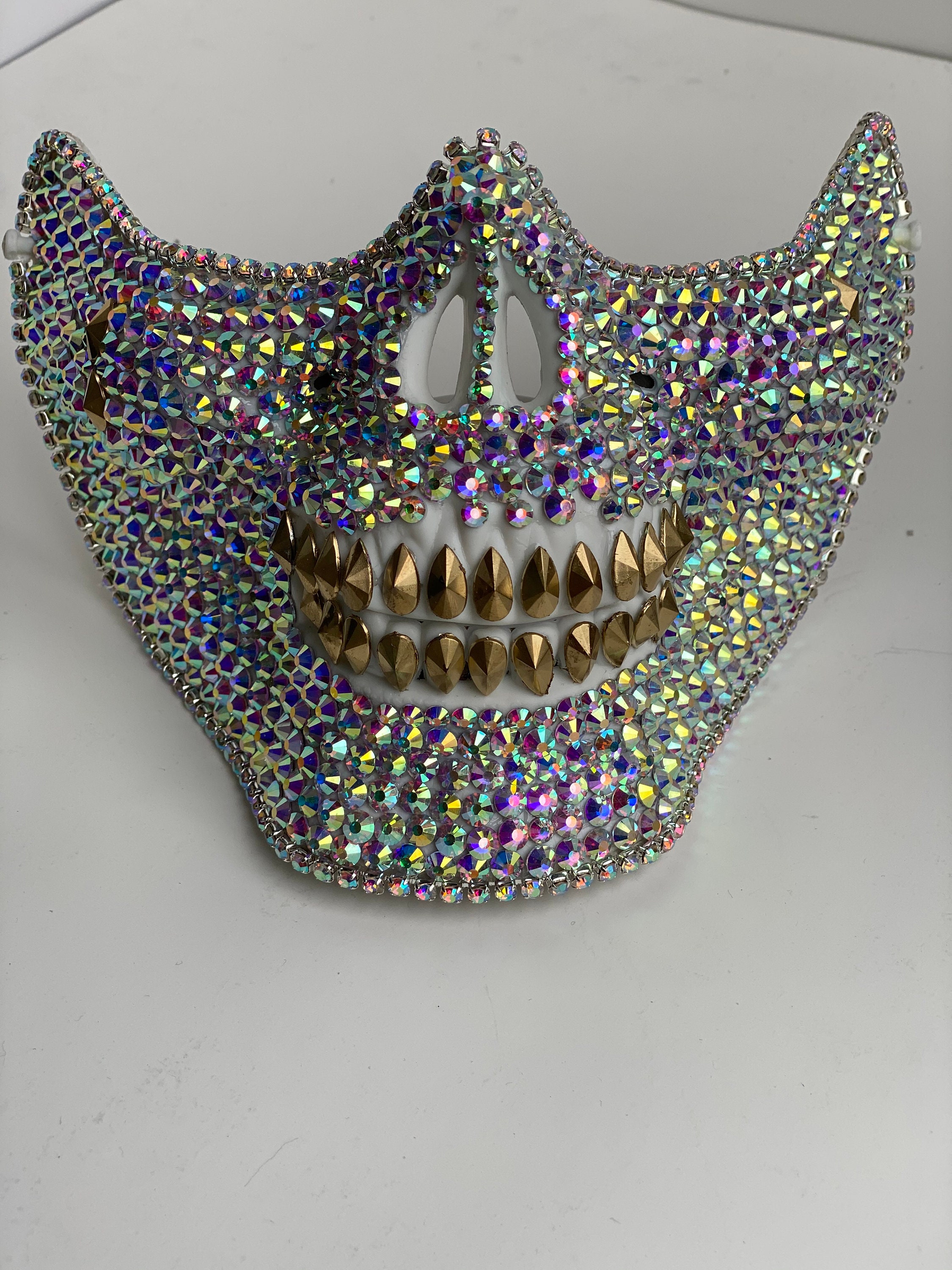 Silver Skull Mask With White Tears : Face Mask Skull Mask | Etsy