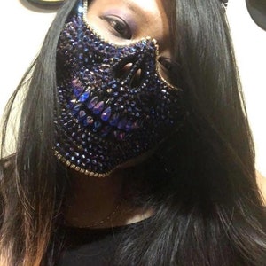 Purple Skull Mask With Black Tears : Face Mask Skull Mask - Etsy