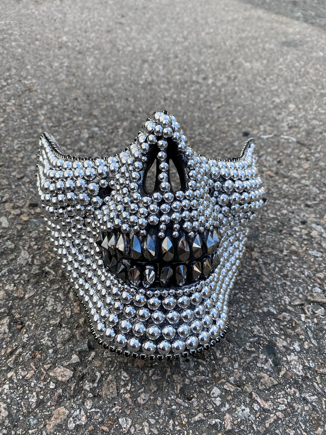 Silver Pearl Skull Mask: Face Mask, Skull Mask, Tear Drops, Crystals ...