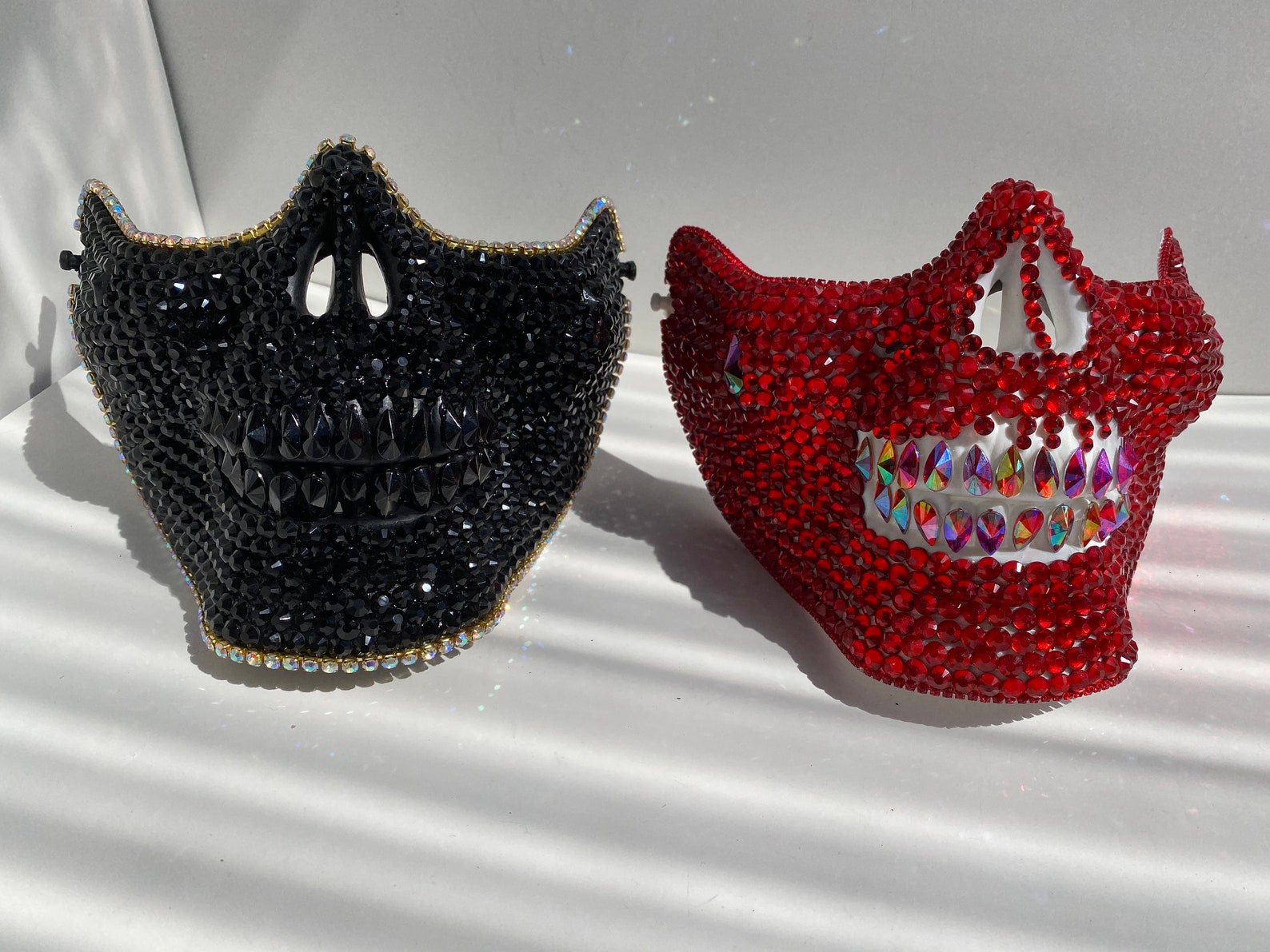 Red skull mask with tears : face mask skull mask tear drops | Etsy