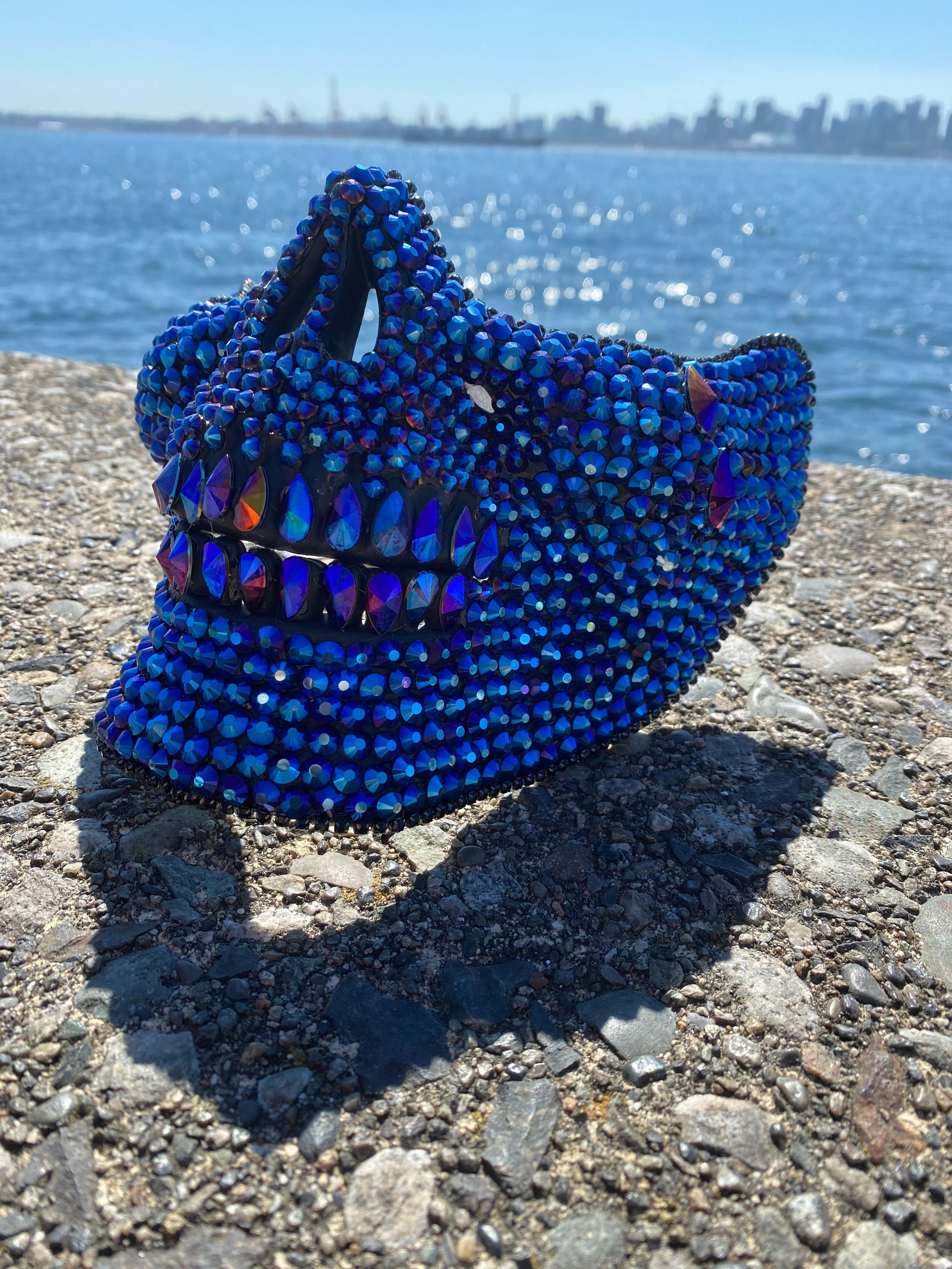 Dark Blue Skull Mask With Blue Tears : Face Mask Skull Mask - Etsy