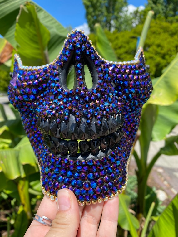 Purple Skull Mask With Black Tears : Face Mask Skull Mask | Etsy