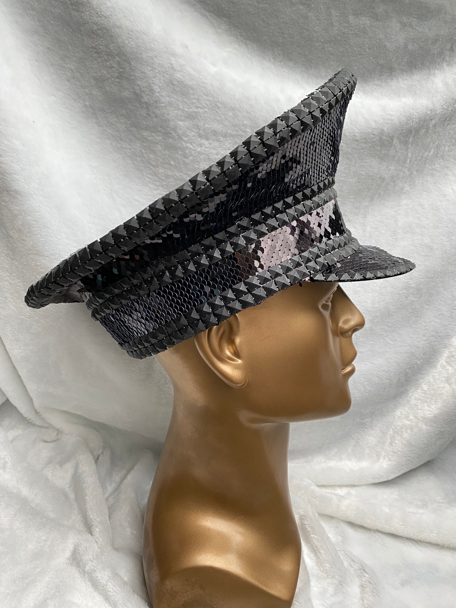 Black Reversible Sequin Captain Hat: Rave Cap Burning Man - Etsy Israel
