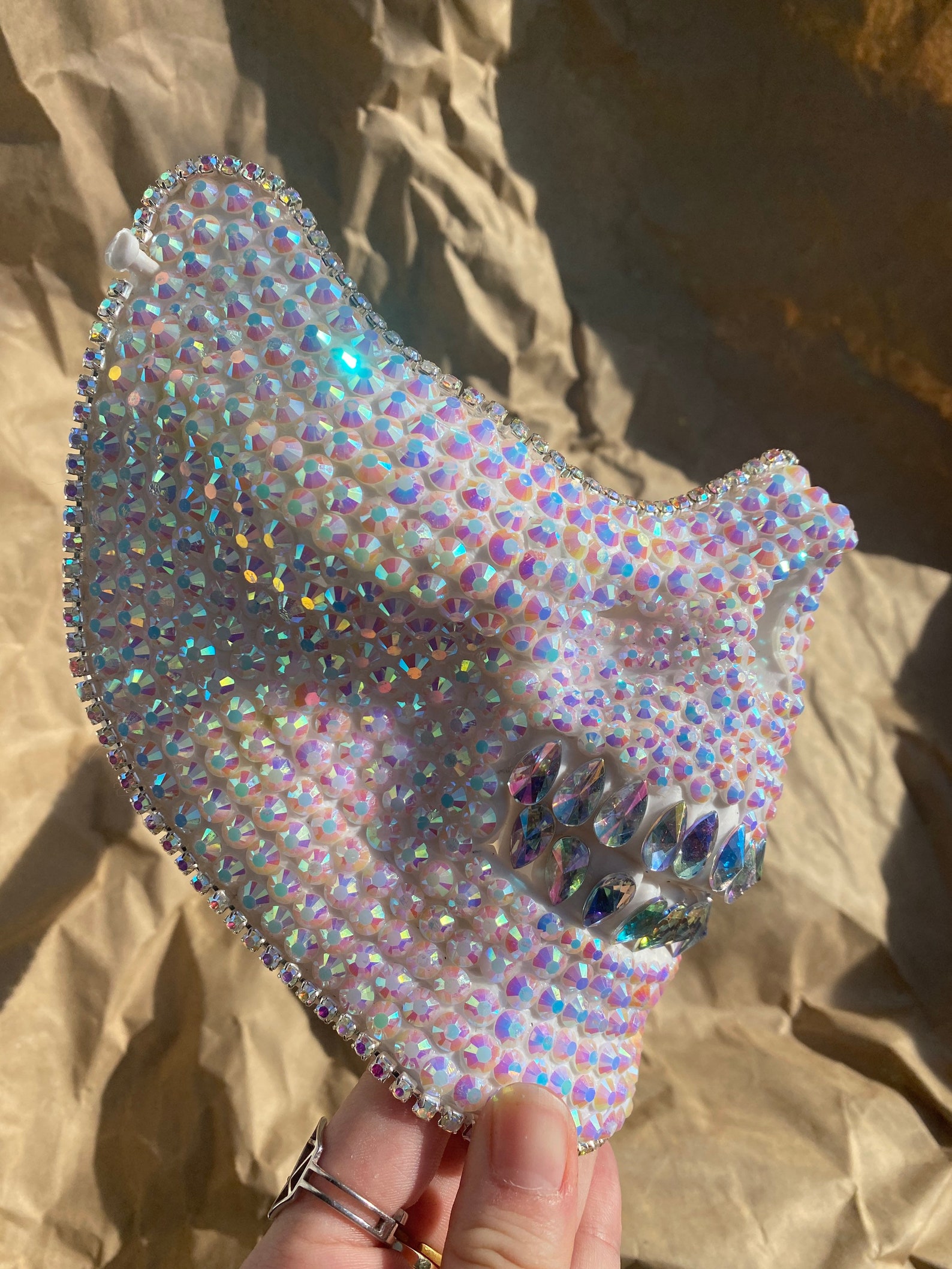 White Skull Mask: Face Mask, Skull Mask, Tear Drops, Crystals, Festival ...