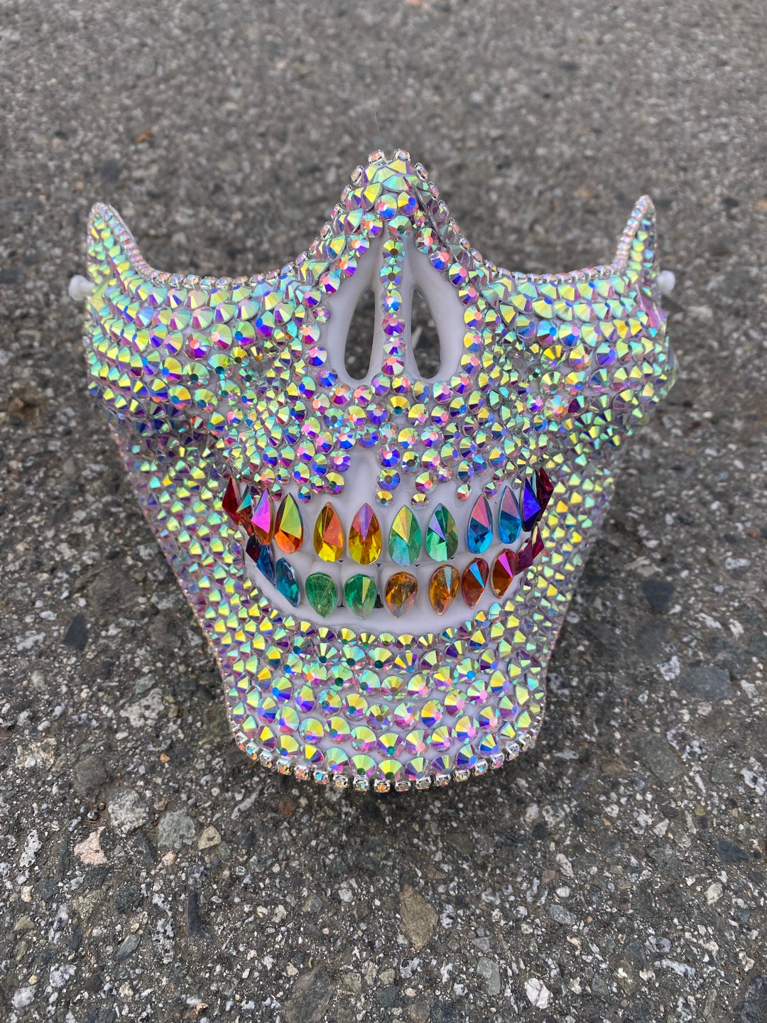 Silver Skull Mask With Rainbow Tears : Face Mask, Skull Mask, Tear ...