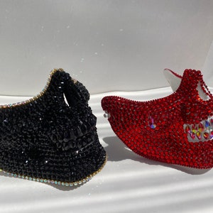 Red Skull Mask With Tears : Face Mask, Skull Mask, Tear Drops, Crystals ...