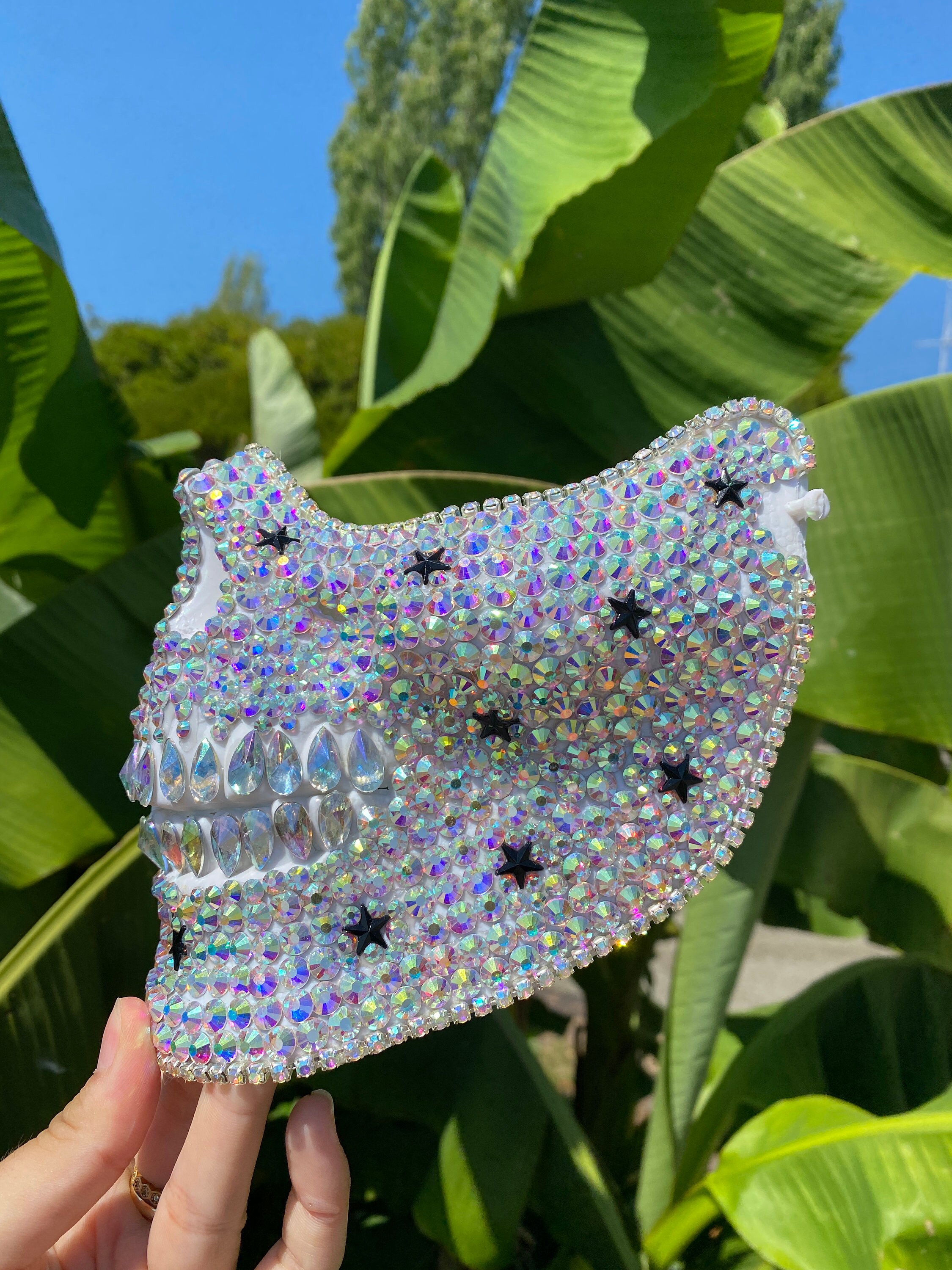 White Iridescent Skull Mask With Stars: Face Mask Skull Mask | Etsy