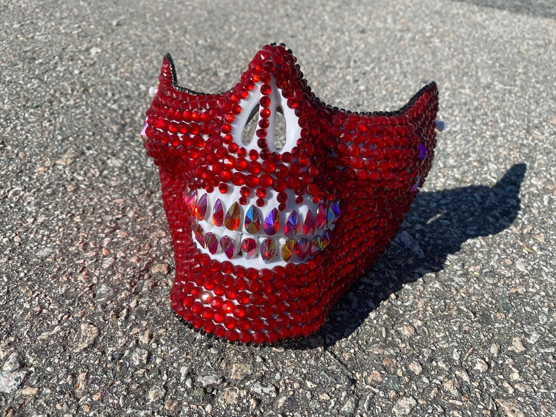 Red Skull Mask With Tears - Etsy