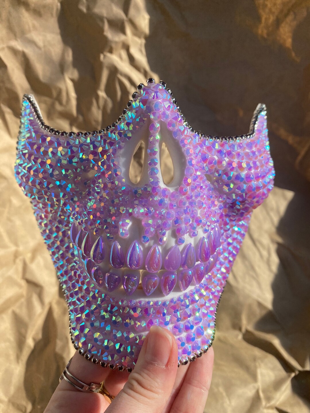 Purple Skull Mask: Face Mask, Skull Mask, Tear Drops, Crystals ...