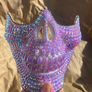 Purple Skull Mask: Face Mask, Skull Mask, Tear Drops, Crystals ...