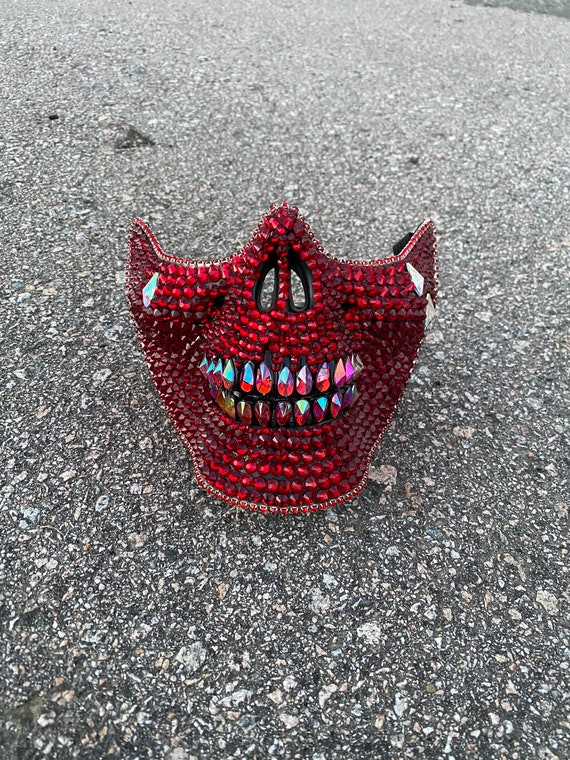 Blood red skull face mask | Etsy